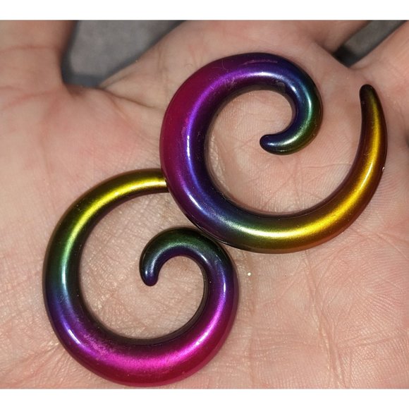 Jewelry | Body Rage Rainbow Swirl Metallic Tapers | Poshmark